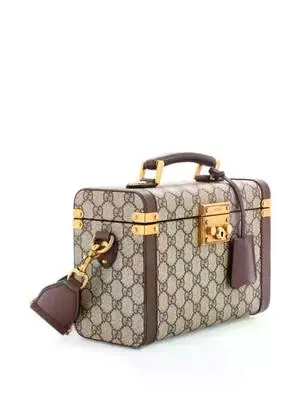 Gucci Savoy Top Handle Beauty Case Gg Coated Canvas Satchel