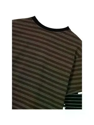 STUDIO TOMBOY Striped Layered Cotton T-shirt - Brown