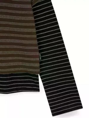 STUDIO TOMBOY Striped Layered Cotton T-shirt - Brown
