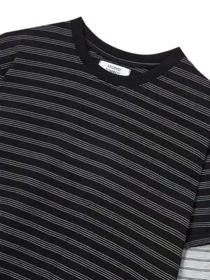 STUDIO TOMBOY Striped Layered Long-sleeve Cotton T-shirt