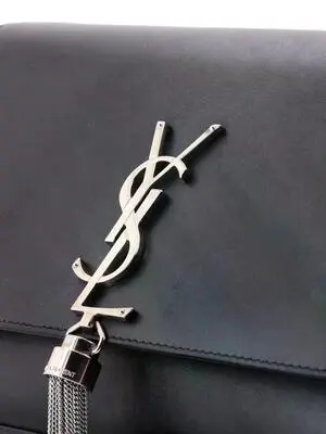 Saint Laurent Monogram Tassel Leather Crossbody Bag - Black