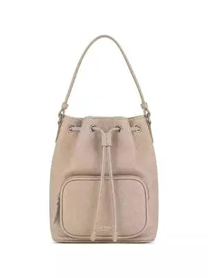 LA ROSE Drawstring Zip Bucket Bag - Neutrals