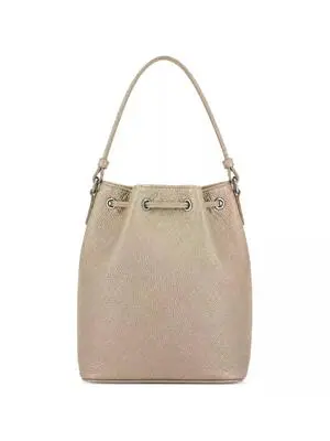 LA ROSE Drawstring Zip Bucket Bag - Neutrals