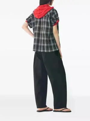 STUDIO TOMBOY Check-pattern Short-sleeve Cotton Shirt