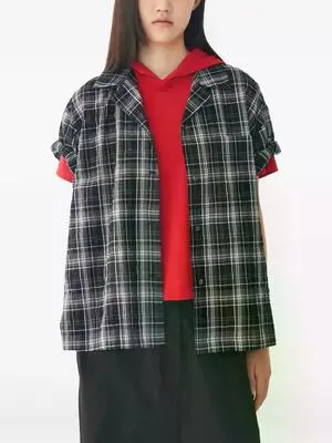 STUDIO TOMBOY Check-pattern Short-sleeve Cotton Shirt