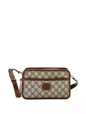 Gucci Interlocking G Patch Camera Bag Gg Coated Canvas Mini Crossbody Bag - Brown
