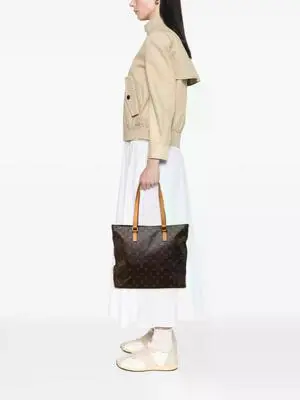 LOUIS VUITTON 2002 Monogram Cabas Mezzo Tote Bag - Brown