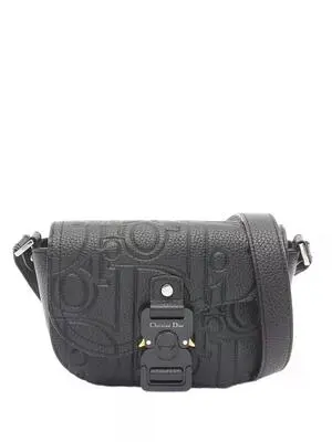 Dior 2025 Mini Gravity Leather Saddle Messenger Bag With Flap Crossbody Bag - Black