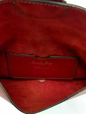 Dior 2017 Mini Leather D Bee Saddle Bag Crossbody Bag - Red