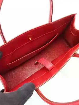Hermès 2002 Box Calf White Bus Tpm Tote Bag - Red