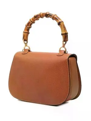 Gucci Grained Calfskin Bamboo Night Satchel - Brown