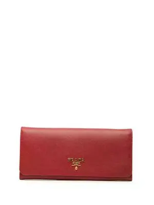 Prada 2010-2026 Saffiano Continental Wallet Long Wallets - Red