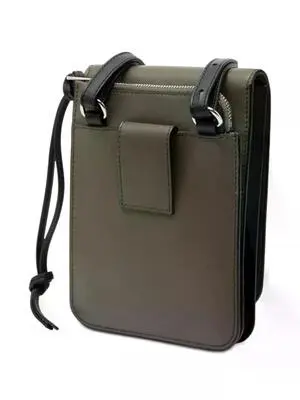 Loewe 2019 Bicolor Leather Anagram Gusset Flat Crossbody Bag - Green