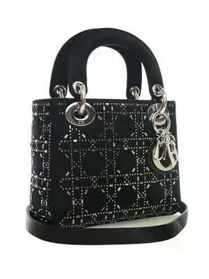 Dior 2017 Mini Satin Cannage Crystal Embellished Lady Satchel - Black