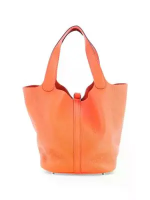 Hermès Picotin Lock Bag Clemence Mm Bucket Bag - Orange