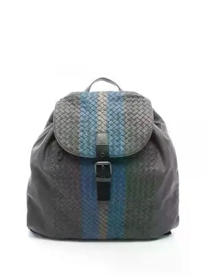 Bottega Veneta 2012-2026 Nappa Intrecciato Drawstring Flap Backpack - Grey