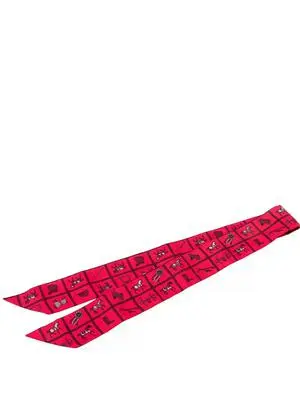 Hermès 2000-2026 Couvertures Et Tenues De Jour Surteint Silk Twilly Scarf Scarves - Red
