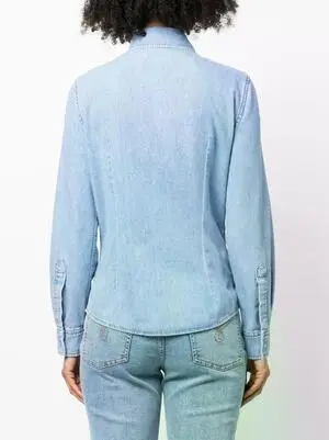 Moschino Ruffled Washed-denim Shirt