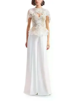 GEMY MAALOUF Embroidered Scalloped-edge Bolero