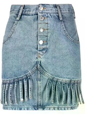 Moschino Fringe-detail Denim Skirt - Blue