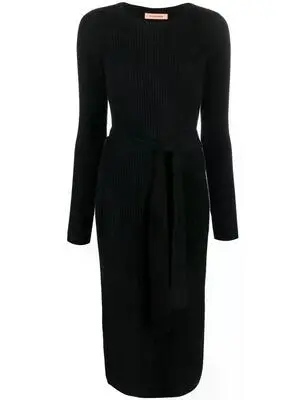 YVES SALOMON Ribbed-knit Midi Dress - Black
