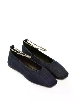 MARIA LUCA Chain-detail Square-toe Ballet Flats