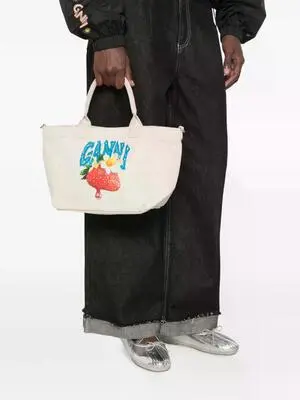 GANNI Graphic-print Tote Bag - Neutrals
