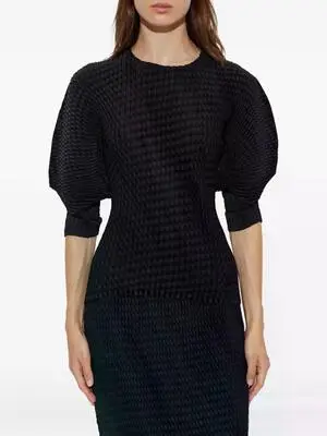 Issey Miyake Sleek Pleats Puff-sleeve Blouse