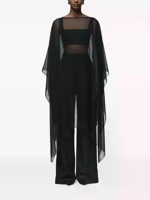 CAYET Farhana Sheer Handkerchief-hem Cape - Black