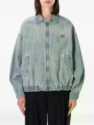Miu Miu Chambray Elasticated-hem Denim Jacket - Blue