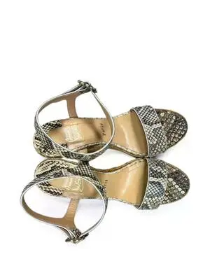 CHRISTIAN LOUBOUTIN 2010s Spachica Python Leather Wedge Sandals
