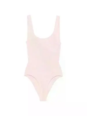 Hunza G Crinkle-effect Square-neck Swimsuit - Pink