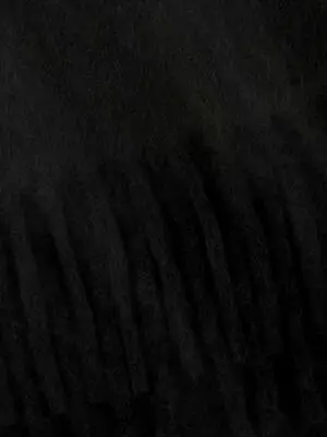 Marni Fringed Logo-patch Scarf - Black