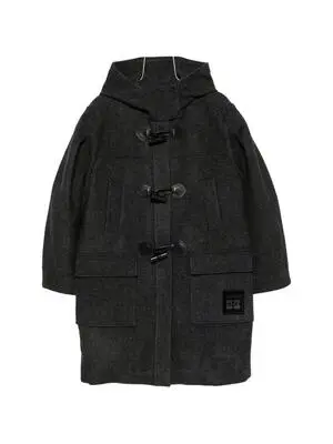 GANNI Hooded Toggle-fastening Coat - Grey