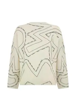 MOORER Geometric-pattern V-neck Sweater