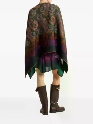 Etro Reversible Wool Cape With Degradé Paisley Motif