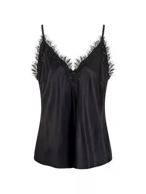Gold Hawk Lace-trim Camisole Top - Black