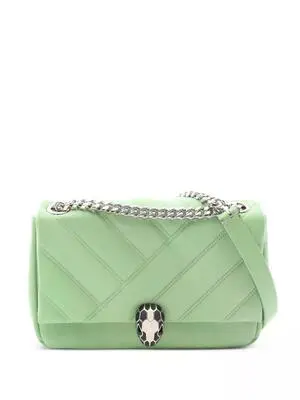 BVLGARI 2010s Serpenti Cabochon Shoulder Bag - Green