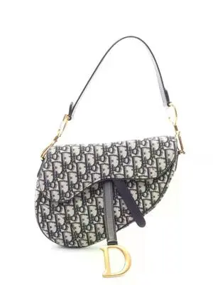 Dior 2010s Saddle Oblique Jacquard Tote Bag - Black