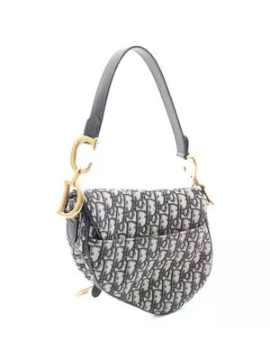 Dior 2010s Saddle Oblique Jacquard Tote Bag - Black