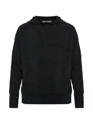 Palm Angels Logo Print Knitted Cotton Hoodie