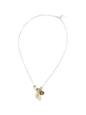 Versace Logo Tag Charm Necklace - Silver