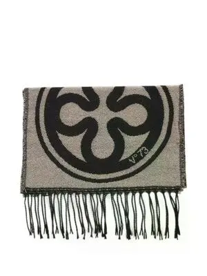 V°73 Logo-print Frayed Scarf - Black