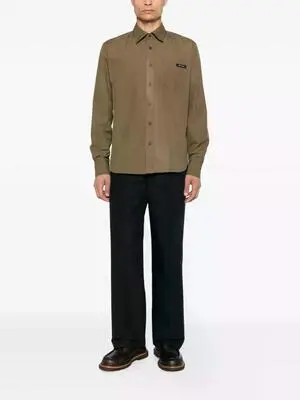 Prada Pressed-crease Logo-plaque Trousers