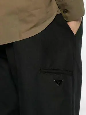 Prada Pressed-crease Logo-plaque Trousers