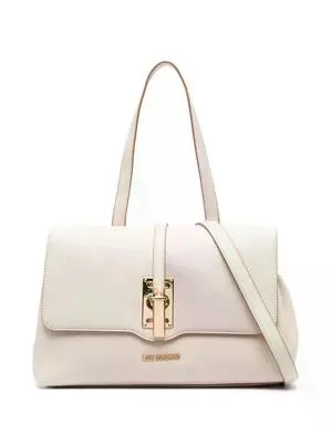 Moschino Love Heart Lock Faux-leather Shoulder Bag - Neutrals