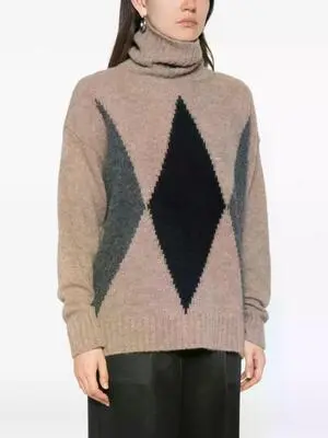 JUCCA Argyle Roll-neck Sweater
