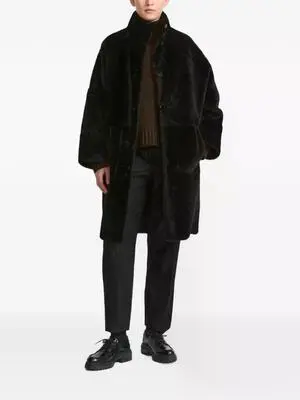 YVES SALOMON Oversized Shearling Coat - Black