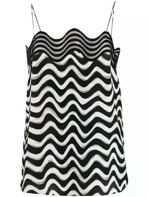 Stella McCartney Waves Print Silk Cami Top - Black