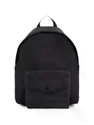 Stone Island Logo-embroidered Front-pocket Backpack - Black